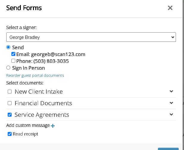 Sending Forms with the Guest Portal